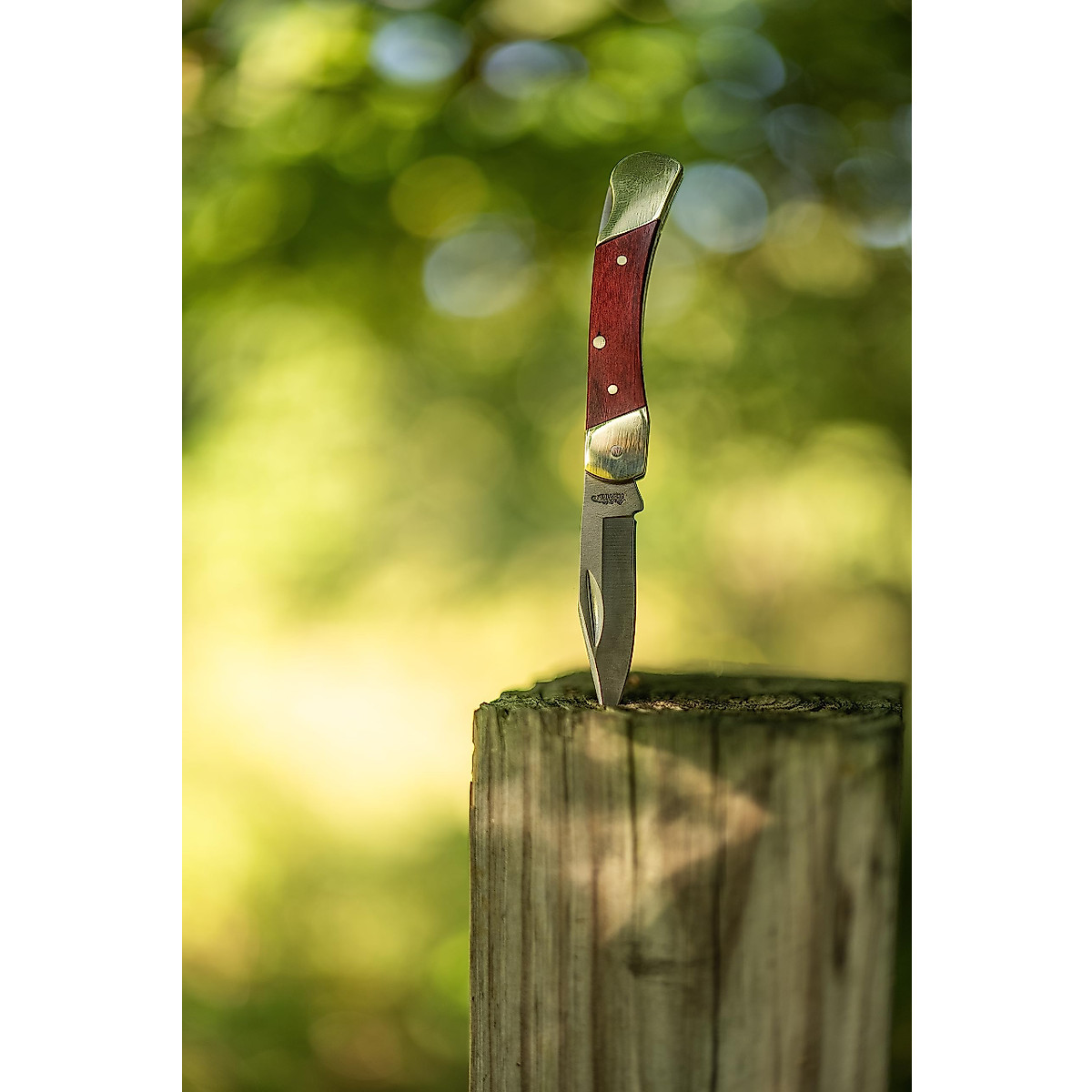 Uncle Henry LB3 Brown Bear 5.1in High Carbon S.S. Folding Knife with a 2.2in Clip Point Blade and Wood Handle for Outdoor Survival, Camping and Hunting