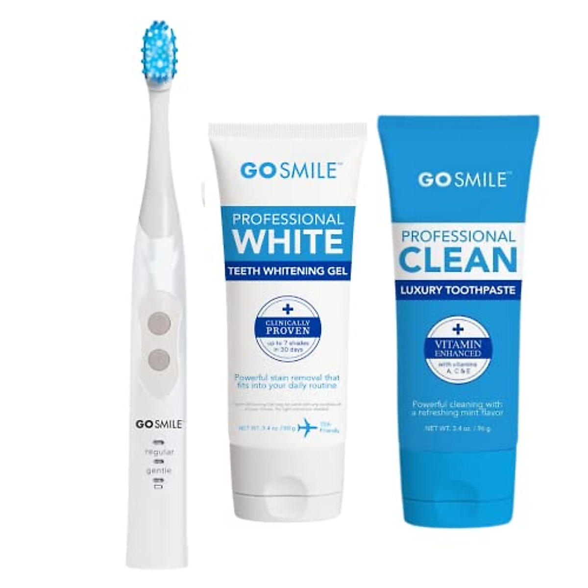 GO SMILE Sonic Pro Professional Blue Light Teeth Whitening System - Rechargeable Toothbrush, Dentist Recommended Luxury Enamel Whitening Toothpaste & Stain Removing Gel - No Tooth Sensitivity, White