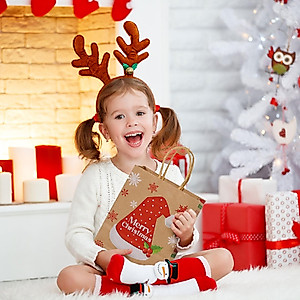 RYMILIE 20 Kraft Christmas Gift Paper Bags Bulk with handles and 20 Count Christmas Gift Tags set for Wrapping Xmas Holiday Presents(8 Small,8 Medium,4 Large)