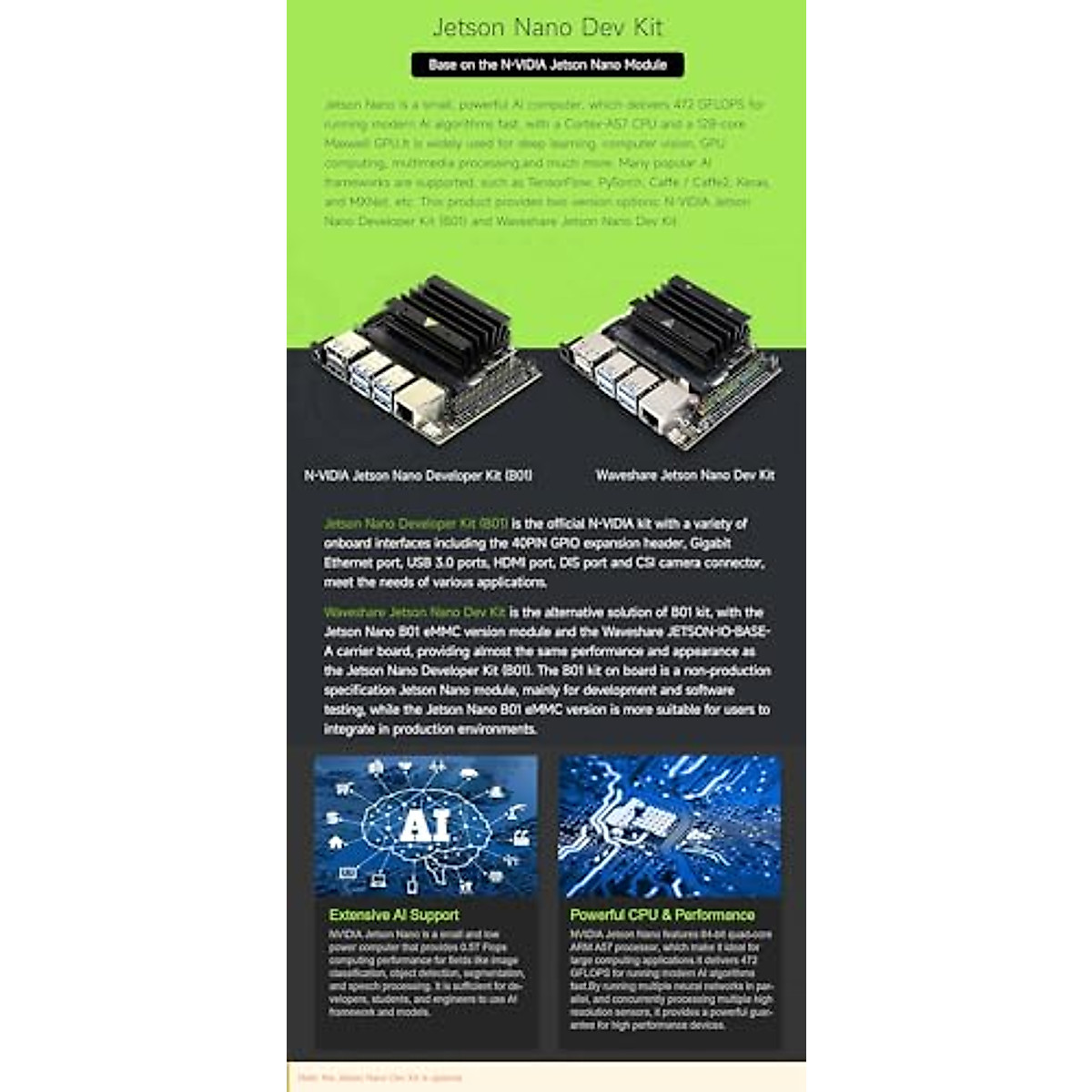 Waveshare JETANK AI Kit, AI Tracked Mobile Robot, AI Vision Robot, Includes Waveshare Jetson Nano Dev Kit 4GB (NOT Support Nano 2GB)