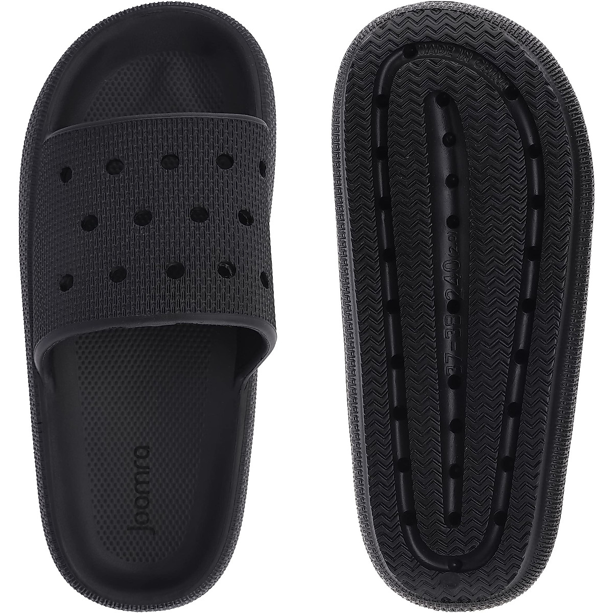 Joomra Womens Slides Cushioned for Mens Quick Drying Shower Foam Thick Pillow Slippers DIY House Shoes Pool Beach Spa Home Garden Sandals Male Sandalias All Black Size 40-41