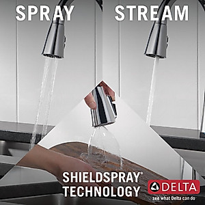 Delta Faucet Lenta Touch Kitchen Faucet Chrome, Chrome Kitchen Faucets with Pull Down Sprayer, Kitchen Sink Faucet, Touch Faucet for Kitchen Sink, Delta Touch2O Technology, Chrome 19802TZ-DST