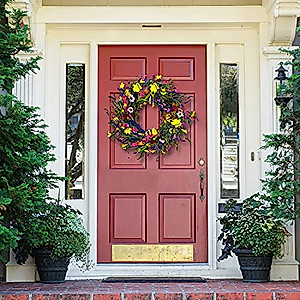 Sggvecsy Daisy and Lavender Wreath 22’’ Wildflower Spring Summer Artificial Silk Wreath for Front Door Home Wall Wedding Festival Farmhouse Holiday Decor