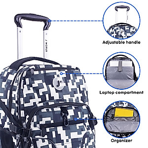 J World New York Lunar Rolling Backpack, Laptop Bag with Wheels, Camo, 19.5"