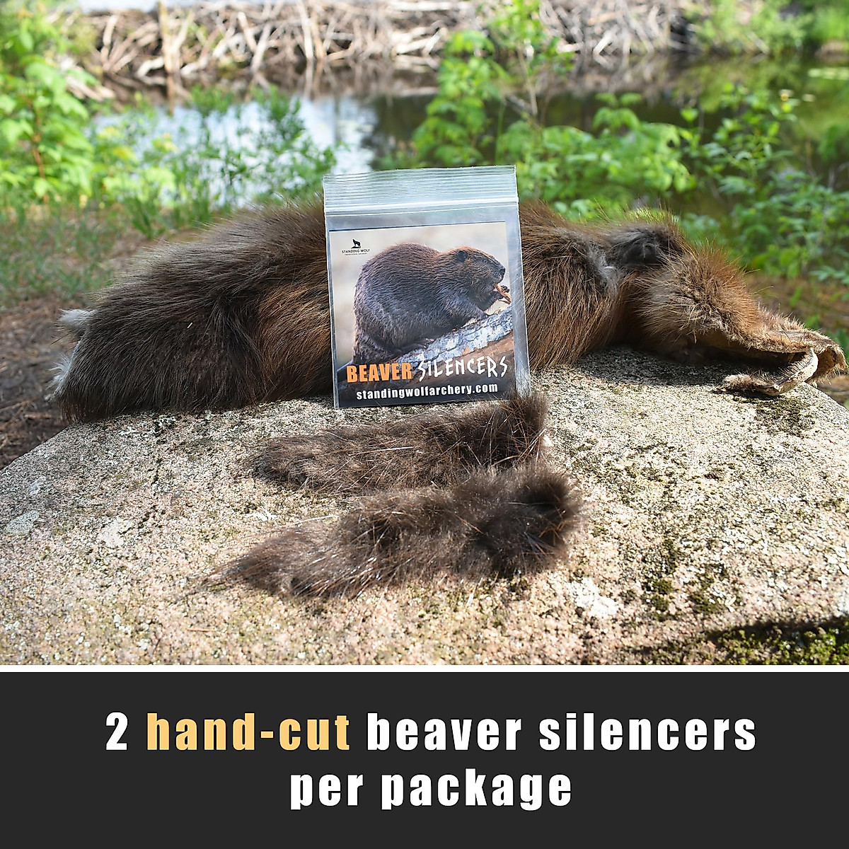 Standing Wolf Beaver Fur Bow String Silencers | Traditional Archery Bowstring Silencers/Dampeners | Beaver Balls (Beaver Fur)