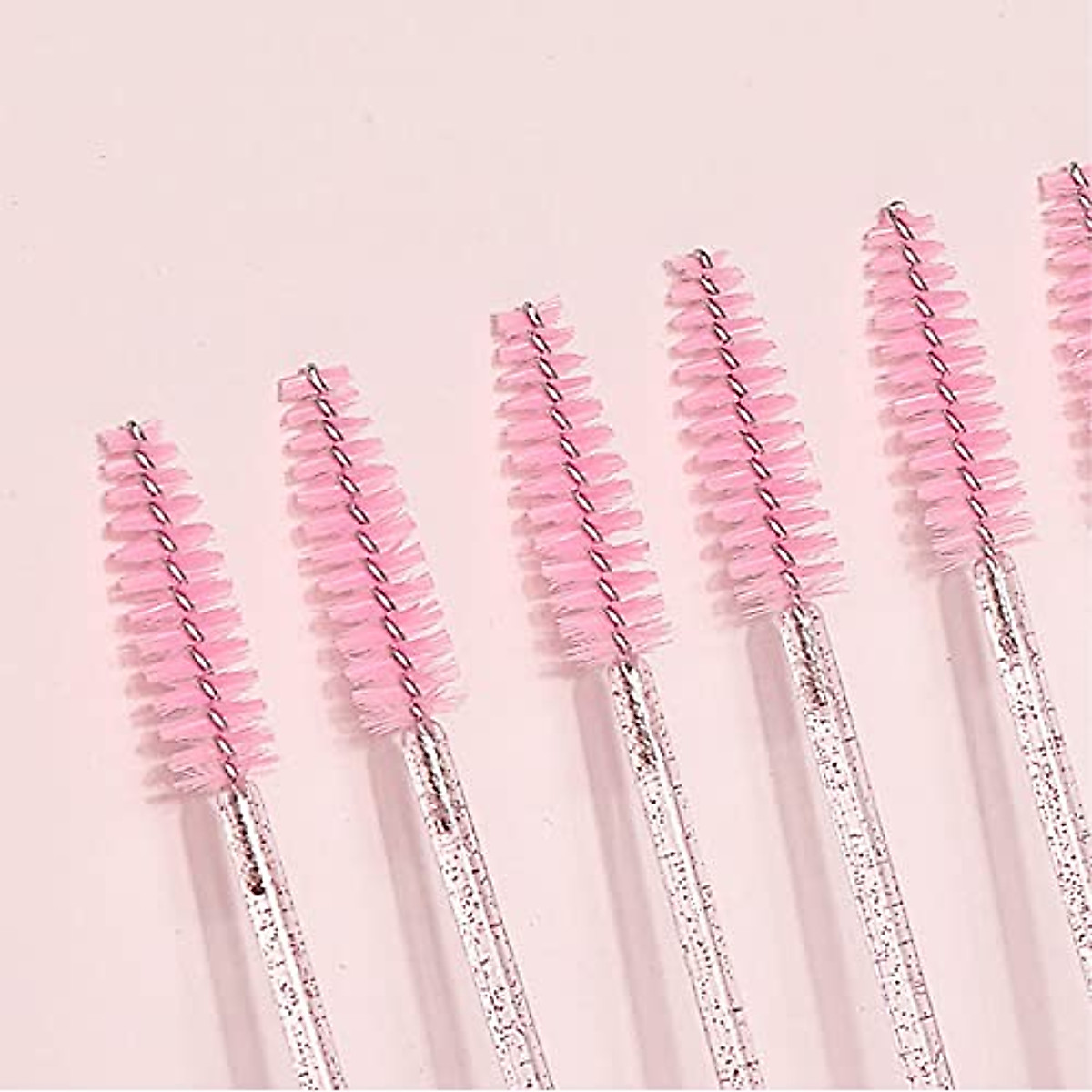 ZYIGYI 300 Pcs Disposable Mascara Wands, Pink Spoolies Eyelash/Eyebrow Brush for Eye Lash Extension