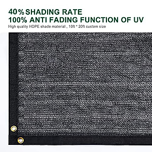 Kesfitt Garden 40% Shade Cloth, Resistant Sun Shade Net 10x20FT Mesh Tarp with HDPE Material and Reinforced Grommets Shade Trap for Greenhouse, Plant, Pergola, and Backyard Patio Sunshade
