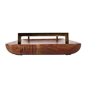 Kate and Laurel Cantwell Mid-Century Modern Wood Tray, 18 x 8, Walnut Brown, Decorative Tray for Serving, Storage and Display
