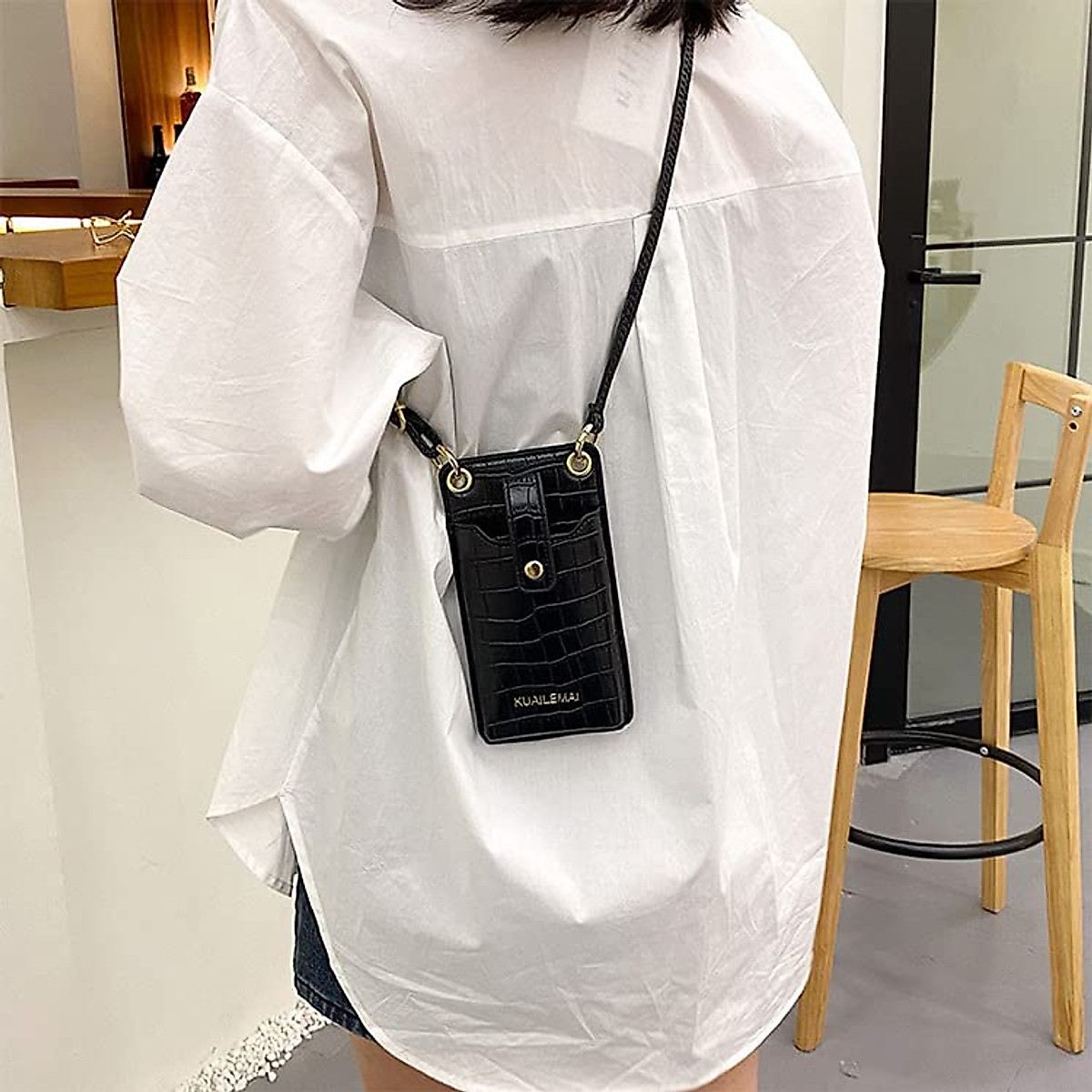 Cecety TM Cell Phone Purse Small Crossbody Bag Wallet Case for iPhone 13 12 11 Pro Max/Samsung Galaxy S20 S21 FE S22 A53 A52 (Black)