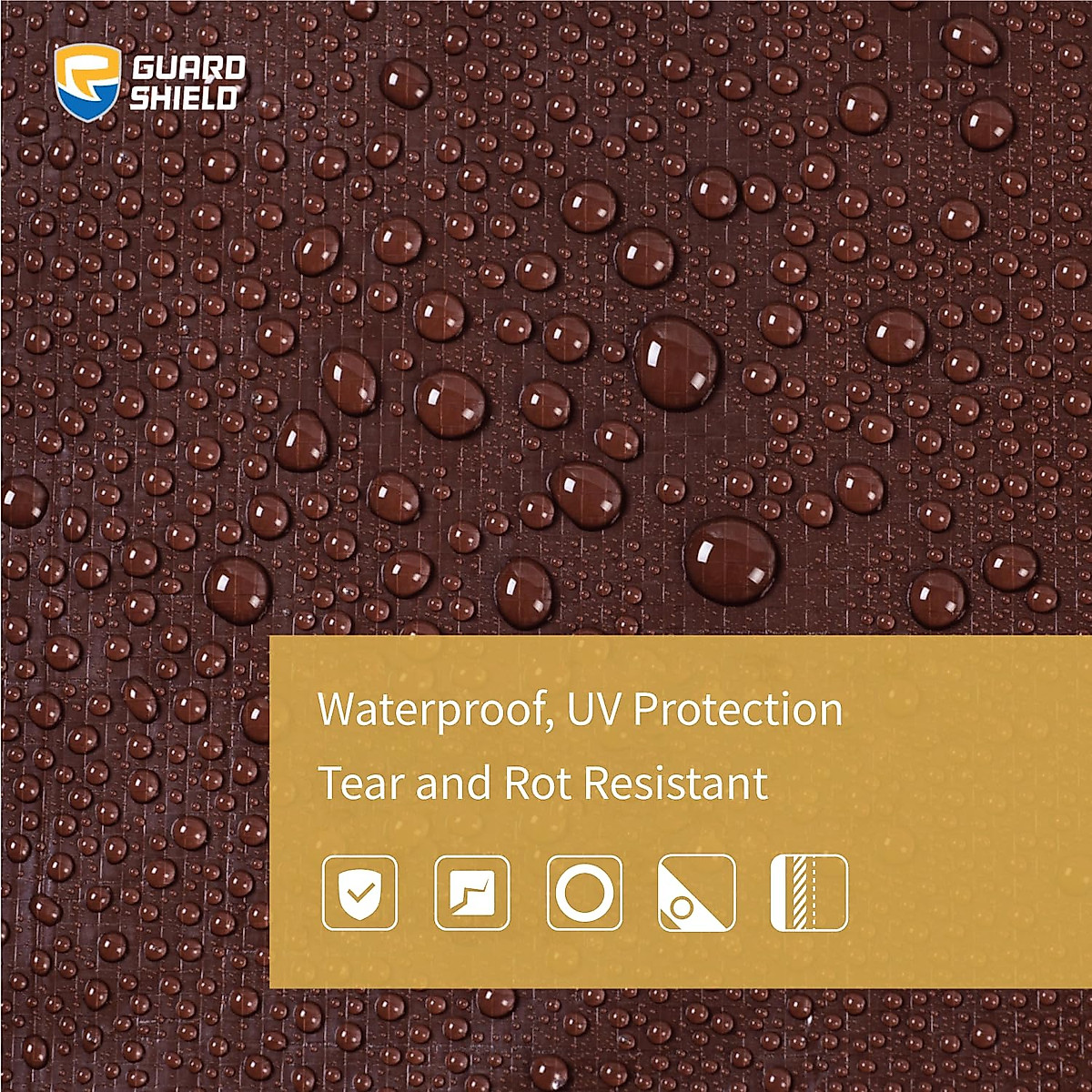 GUARD SHIELD Brown/Green Tarp 12x12 Feet Medium Duty Outdoor Waterproof Multi Purpose Poly Tarps Cover 7mil