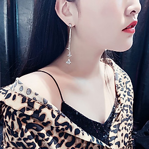 Crystal Butterfly Pendant Tassel Earrings Long Zircon Butterfly Drop Dangle Earrings Jewelry for Women Butterfly Earring (Silvr)