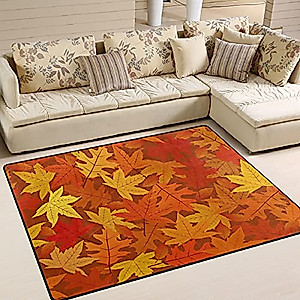 ALAZA Happy Thanksgiving Day Maple Leaf Fall Non Slip Area Rug 5' x 7' for Living Dinning Room Bedroom Kitchen Hallway Office Modern Home Decorative