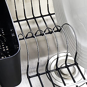 Sweet Home Collection 2 Piece Dish Drying Rack Set Drainer with Utensil Holder Simple Easy to Use Fits in Most Sinks, 14.5" x 13" x 5.25", Black