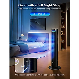 GoveeLife 42'' Tower Fan for Bedroom, Smart Floor Fans with 150° Adjustable Oscillating, APP & Voice Control, 5 Modes 12 Speeds up to 26ft/s, 24H Timer, 27dB Quiet Fan for Cooling Home Office Black