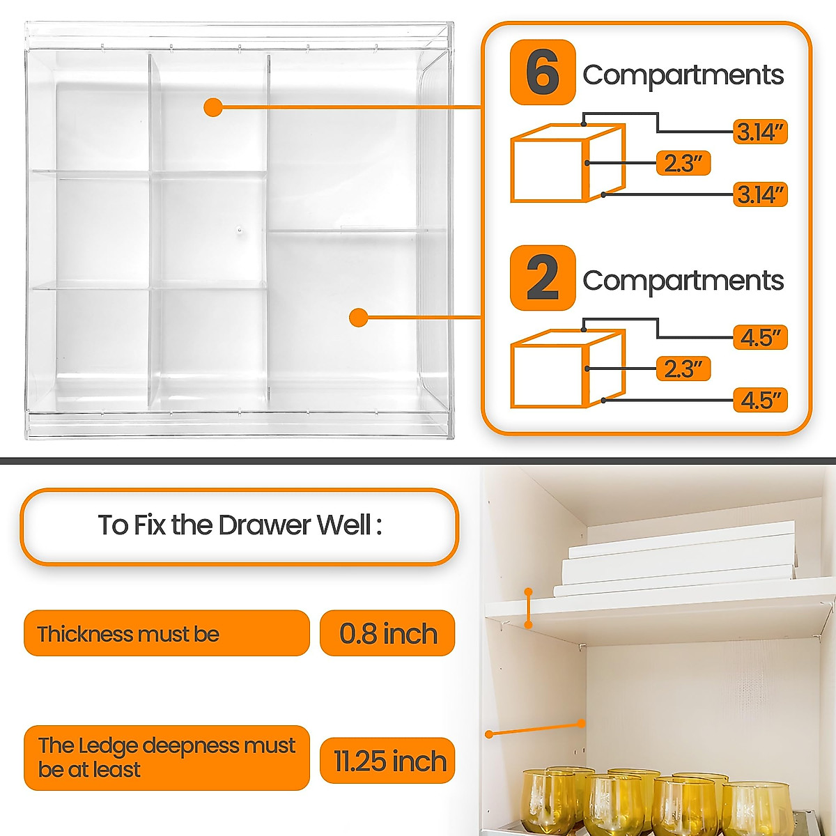 Pull Out Under the Shelf Drawer For Kitchen Cabinets | Easy To Install Cabinet Caddy Tea Coffee Cookware Organizer | Convert Your Pantry Shelf With Drawers Adding Storage Space To Your Cupboard.