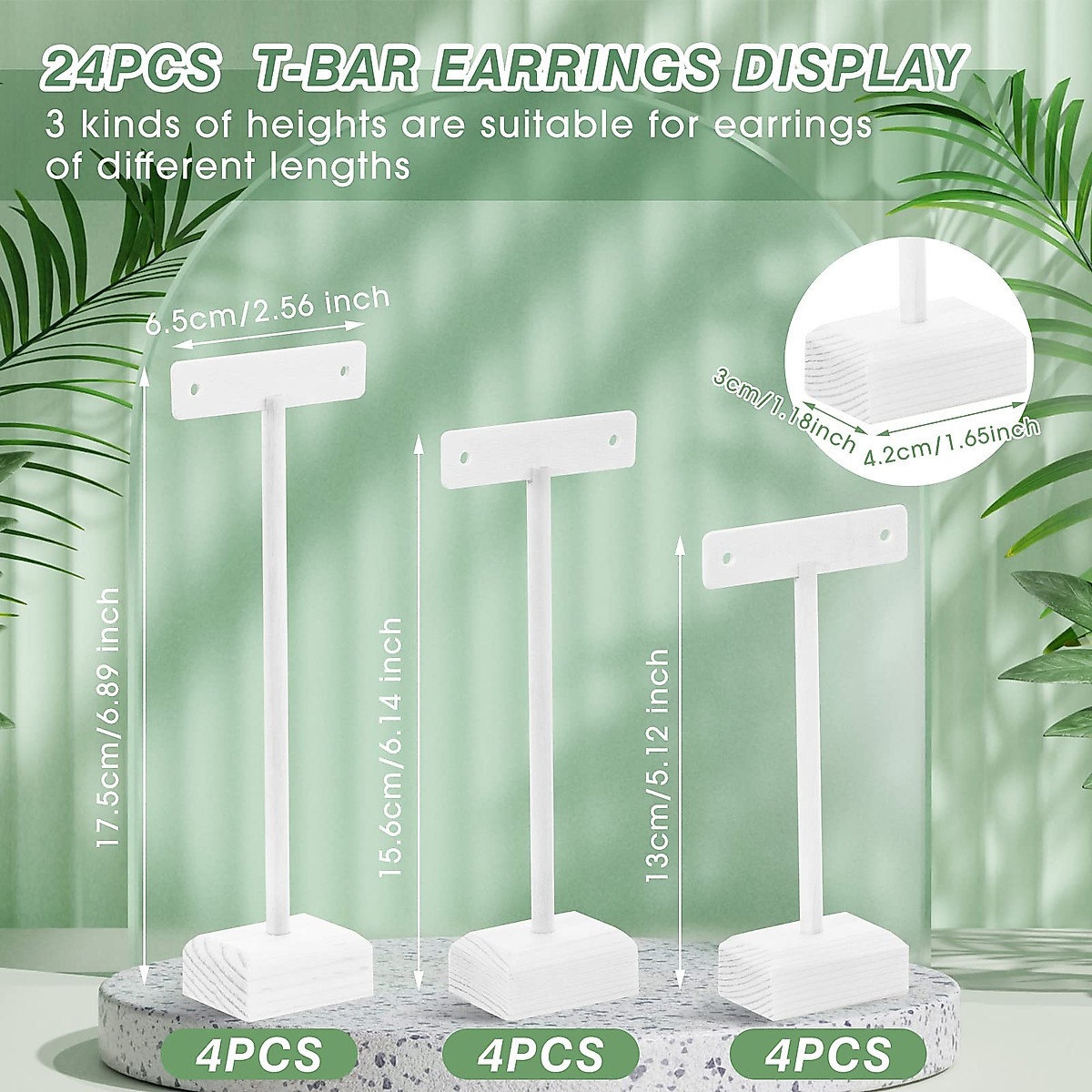 Marsui Earring Display Stands for Selling Set Wood T Bar Earrings Display Stand Holder for Jewelry Necklaces Bracelet Earrings Showroom Trade(White,12 Pcs)