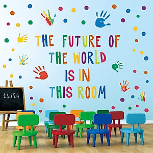 DECOWALL DS8-8050 Handprint Quotes Wall Stickers Decals Baby Art Hand Ink Inspirational Nursery Paint Classroom Gifts DIY Motivational Kids décor Girls Room Vinyl Door Sunday School Alphabet Posters
