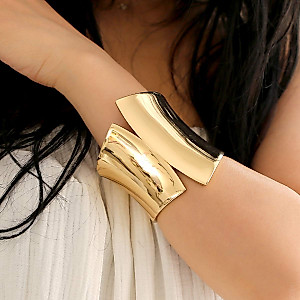 HANTON Bangle Bracelet for Women Statement Cuff Bangle Chunky Bracelet for Women Fashion Gold Plated Large Size Bangle Fahsion Jewelry