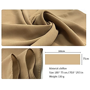 QYMY 3PCS Women Soft Chiffon Scarves Solid Color Hijab Muslim Head Scarf Long Scarf Wrap Scarves chiffon Scarf (Beige+Grey+Red bean powder)