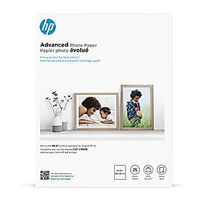 HP Advanced Photo Paper, Glossy, 65 lb, 8 x 10 in., 203 x 254 mm, 25 sheets