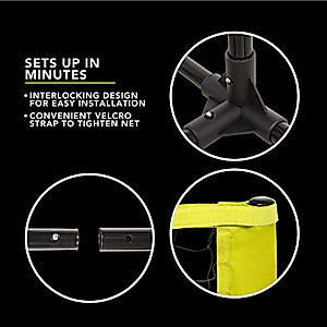 Triumph Sports 4 Square Pickleball Game Set Transforms to Regulation Pickleball Net, Includes 4 Square net, Wood Racket Paddles, Pickleballs, Boundary Markers, Metal Frame, Carry Bag