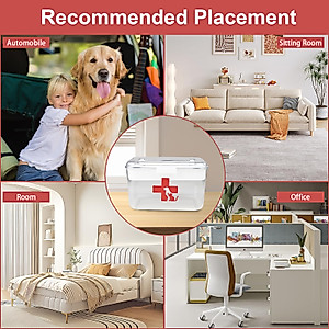 Brabtod 2 Layers Dog First Aid Kit box,Large First Aid Kit Bin,Medic Box for Dog Cat,Empty First Aid Box,Medicine Organizer with Built in Handle,Family or Dog Travel Camping Emergency Tool Set