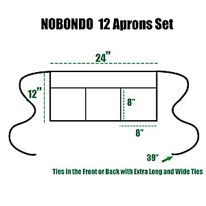 NOBONDO 12 Pack Waitress Aprons with 3 Pockets - Waist Aprons for Women Men Commercial Waiter Half Apron with Extra Long Straps Reinforced Seams for Restaurant Server Work