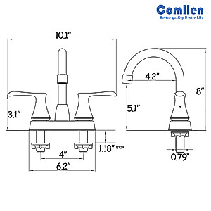 Comllen Black Bathroom Faucet, Modern Centerset 4 Inch 2 Handle 360°Swivel Spout Lead-Free Matte Black Bathroom Sink Faucet, 3 Hole Vanity Lavatory Faucet for Bathroom Sink
