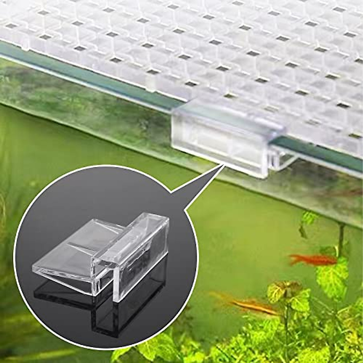 TIESOME 8 mm Fish Tanks Glass Cover Clip, 8 Pieces Aquariums Lid Support Holders Clear Acrylic Aquarium Lid Clips Universal Lid Clips for Rimless Aquariums