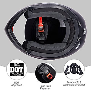 ILM Flip Up Full Face Modular Motorcycle Helmet for Adults Men Women Cascos para Motos Street Bike Motocross Helmet DOT 115(Matte Black,Medium)