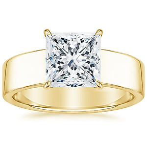 10K Solid Yellow Gold Handmade Engagement Rings 2 CT Princess Cut Moissanite Diamond Solitaire Bridal Wedding Rings for Her Women Minimalist Ring Anniversary Propose Gift (9)