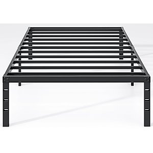 NEW JETO Metal Bed Frame,Twin Size Bed Frame with Storage Space,Heavy Duty Sturdy Mattress Foundation,Easy Assembly,No Box Spring Needed, Black,14 Inch,Twin