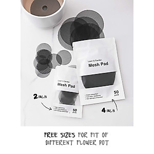 LE TAUCI Plant Pot Hole Mesh Pads, 4-Inch Round Flower Pot Drainage Covers, Prevent Soil Loss, Durable Reusable, Bonsai Bottom Grid Mat, Gardening Essentials, 50-Pack