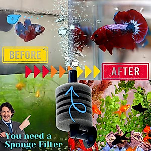 Aquarium Sponge Filter Luxury Set for Breeding Fry, Fish Tank Fine Small Sponge Filter up to 10 Gallon, Fish Tank Mini Bio Foam Filter for Betta Shrimp (2x Mini Sponge Filter)