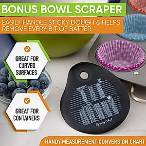 Spring Chef - Bench Scraper, Stainless Steel Dough Scraper, Pastry Scraper, Pizza and Dough Cutter, With Bonus Bowl Scraper, Black