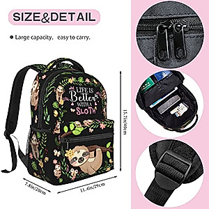 SENROLAN Cute Sloth Backpack Adjustable Straps Shoulder Bag Lightweight Waterproof Durable Bookbag Daypack for Teens Girls Boys