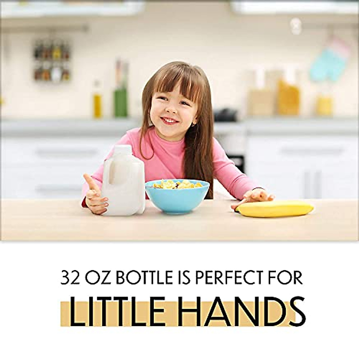 (12Pk) Mini Milk Jugs Plastic With Lid Quart Size Jugs Empty Milk Jugs, Use For Milk, Brews, Juice, Teas, Easy Grip Easy Pour Pitcher Elderly, Special Needs & Small Hands, Food Safe, Hdpe Squat 32 Oz