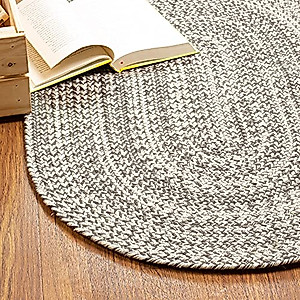 Super Area Rugs Cantebury Handmade Farmhouse Indoor/Outdoor Braided Rug Charcoal, Gray, Light Gray, White 4' x 6' Oval
