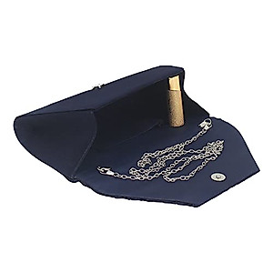 WIGUYUN Women Elegant Clutch Purse Rhinestones Pleated Wedding Clutch Handbag with Chain Formal Evening Bag Blue