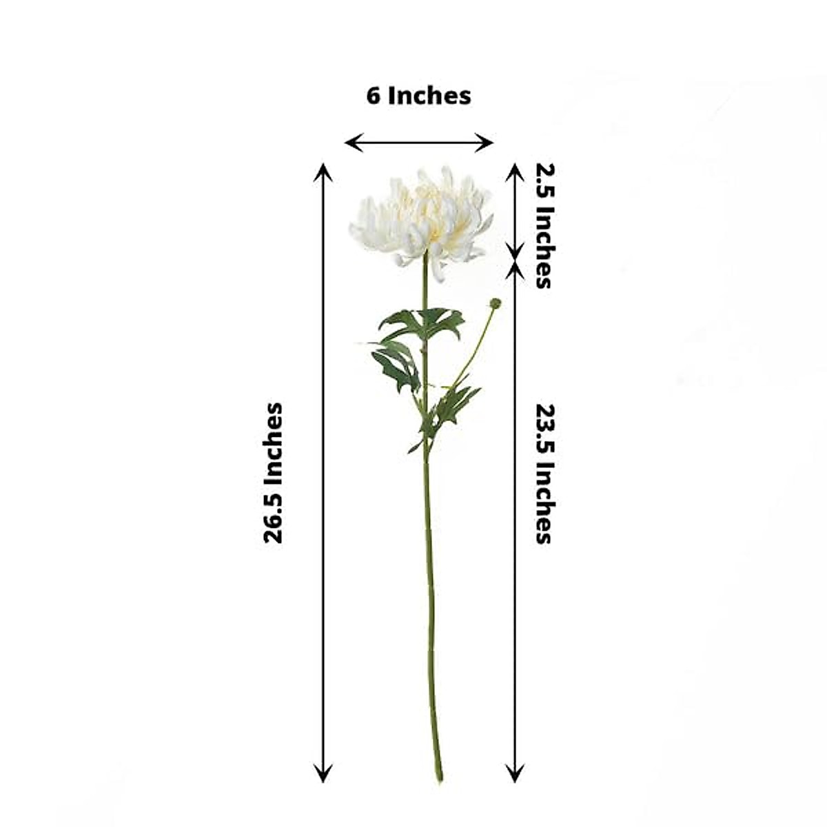 Efavormart 3 Stems | Ivory 27" Artificial Silk Chrysanthemum Bouquet Flowers, Large Faux Mum Branches