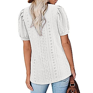 BZB Short Sleeve Tunic Tops for Women Loose Fit Shirts Dressy Casual Tee White XL