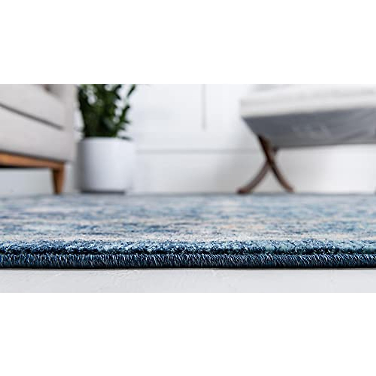 Unique Loom Oslo Collection Traditional Botanical Navy Blue Area Rug (6' x 9')