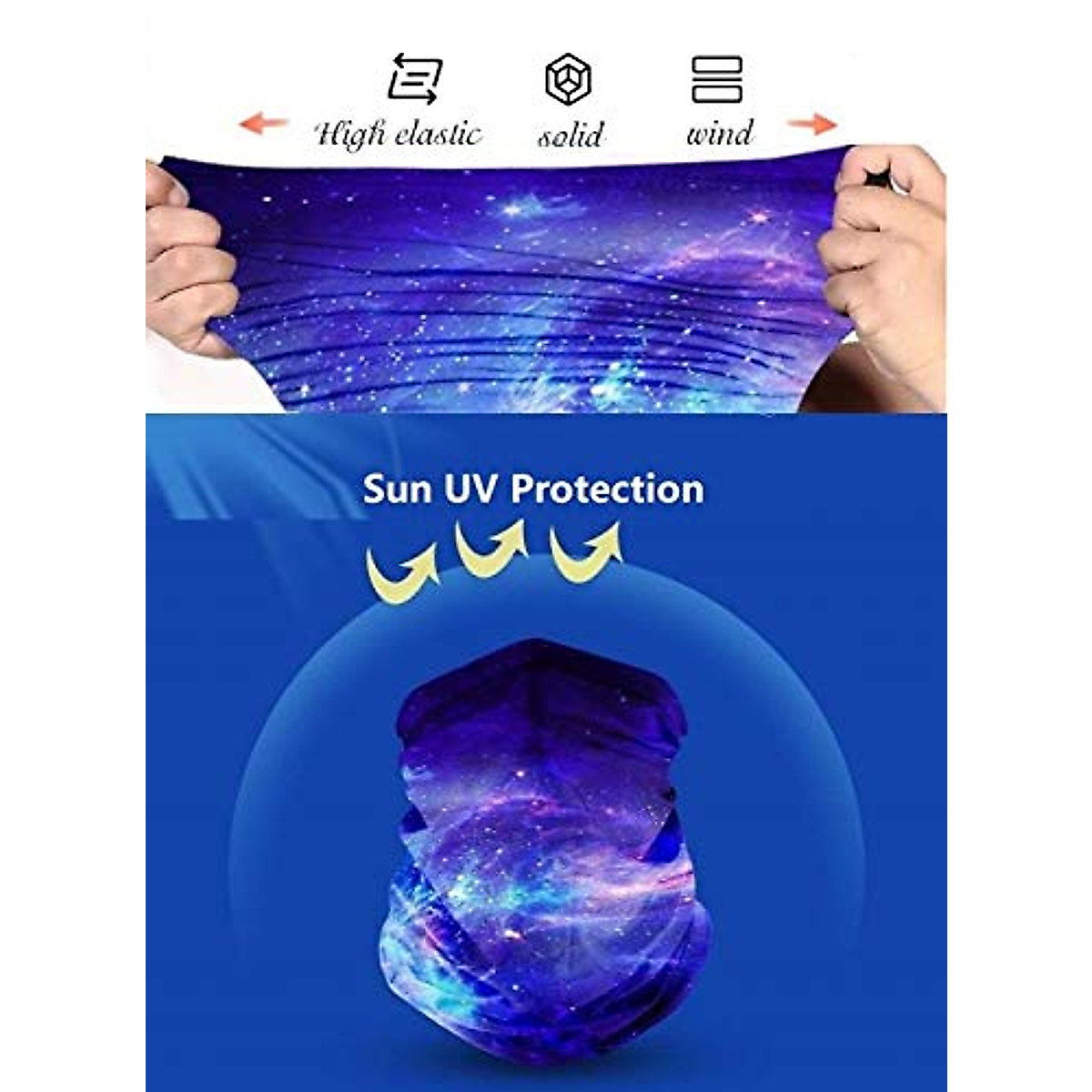 Cooling Neck Gaiter, Face Mask, Sun Dust Protection Bandana Balaclava for Running Cycling Fishing Outdoor Sports (Purple Galaxy)