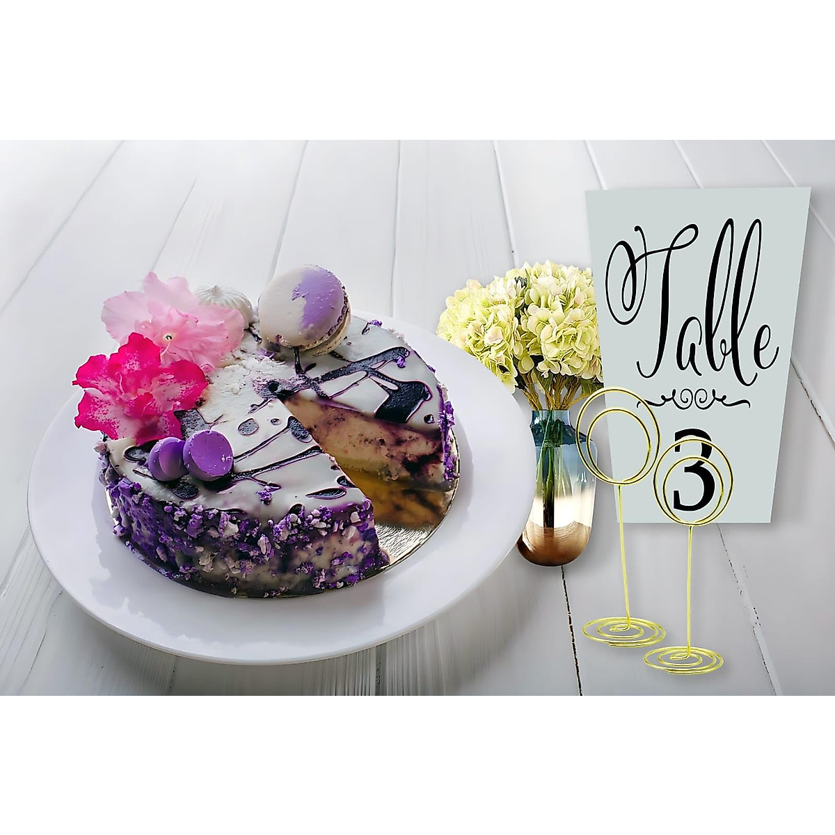 20 Pcs Golden Table Number Holders - Perfect For Weddings, Birthdays, Restaurants and Parties. 3.3 inches Holders with 20 Beautiful Cards (Gold)