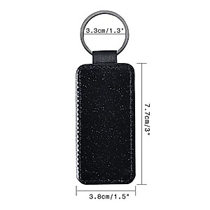 DistinctInk Vegan Leather Keychain Key Tag Key Ring - 3" x 1.5" rectangle - Black Glitter Back - Teachers Gonna Teach