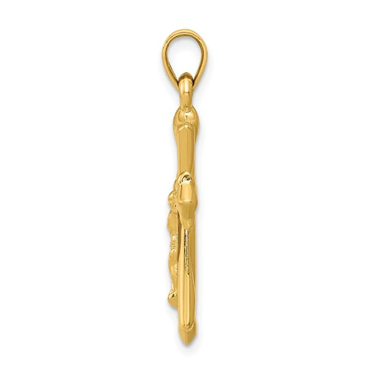 IceCarats 14K Yellow Gold Reversible Lord Jesus Christ Crucifix Holy Cross Necklace Religious Pendant Charm Only