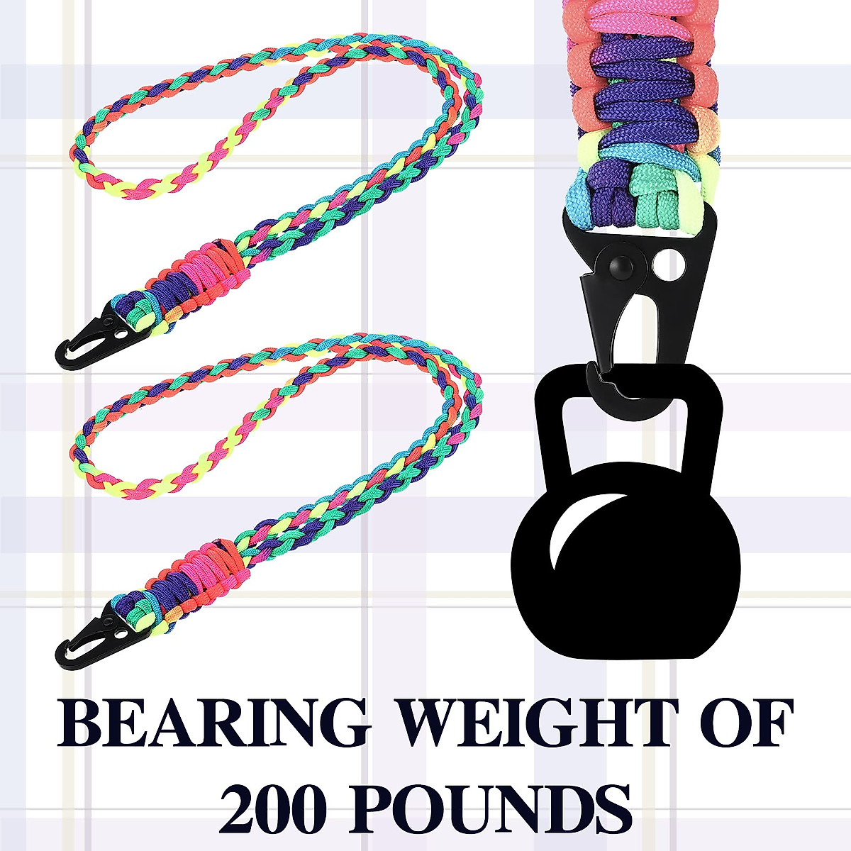 Frienda 2 Set Heavy Duty Paracord Lanyard Necklace Whistles Strap Braided 550 Keychain Lanyard for Outdoor Activities (Dark Camouflage)