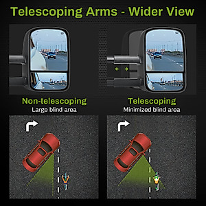 AUTOSAVER88 Towing Mirrors Compatible with 2003-2007 Chevy Silverado GMC Sierra 1500 2500 HD 3500, Power Heated Side View Tow Mirrors for Tahoe Suburban Avalanche Yukon with Arrow Turn Signal Light
