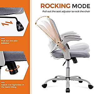 Office Chair, Home Office Chair Desk Chairs with Wheels, Ergonomic Office Chair Height Adjustable Computer Chair Mesh Office Chair Flip Up Arms,Swivel Rolling Chair Lumbar Support, Rock and Lock