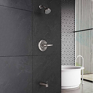 Galim Shower Set with Trim Set, Shower Head & Faucet Set Complete with Valve Shower Fixtures, Tub and Shower Trim Kit, Heavy Duty Stainless Steel Body, Brass Cartridge, Single Handle, Satin Nickel